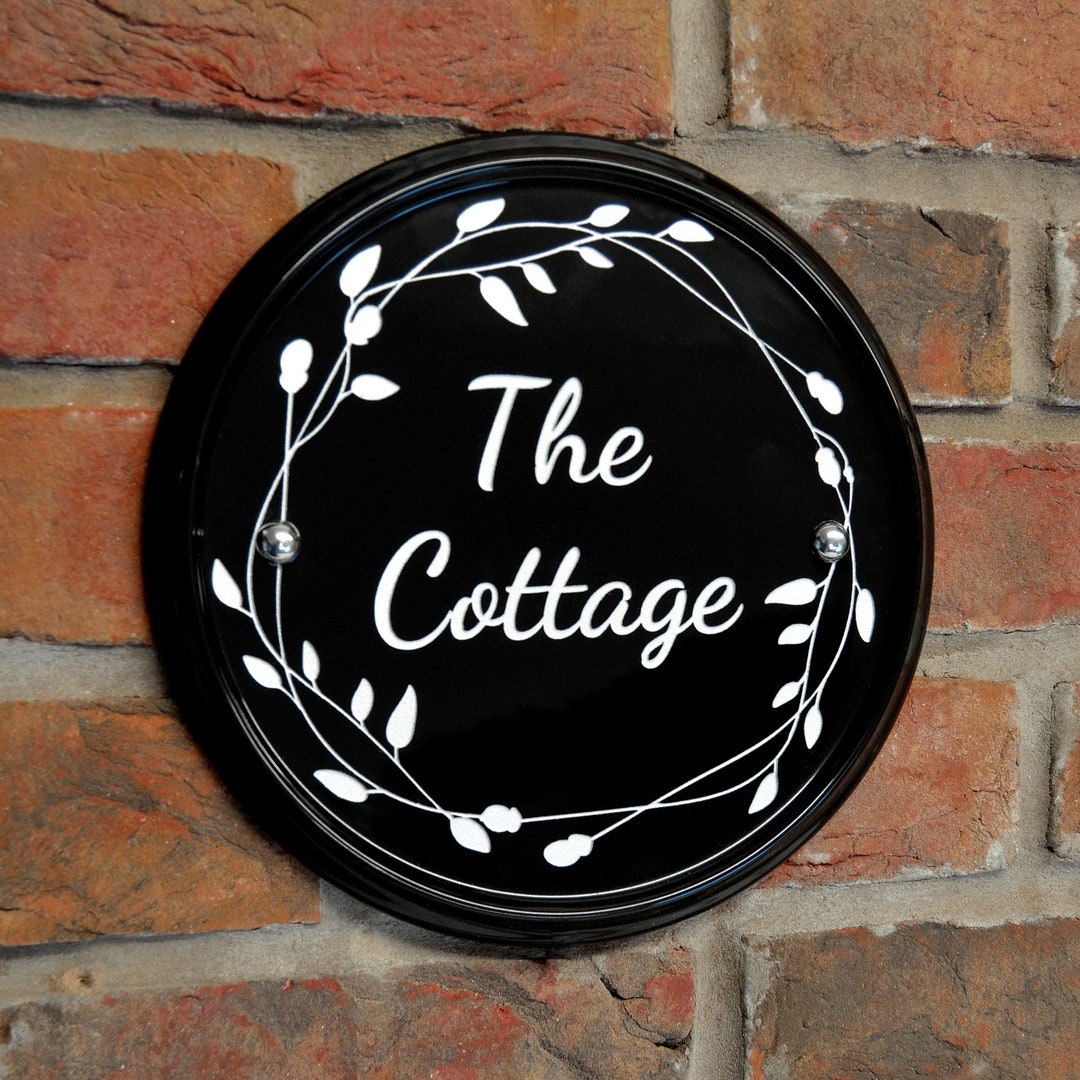 Ceramic House Sign, Circle 24cm, Black, Engraved, 3 Designs/fonts ...