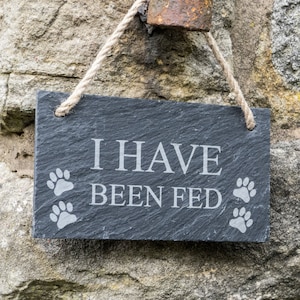 Double Sided Hanging Sign 'please Feed Me' / 'I Have Been Fed' - Etsy