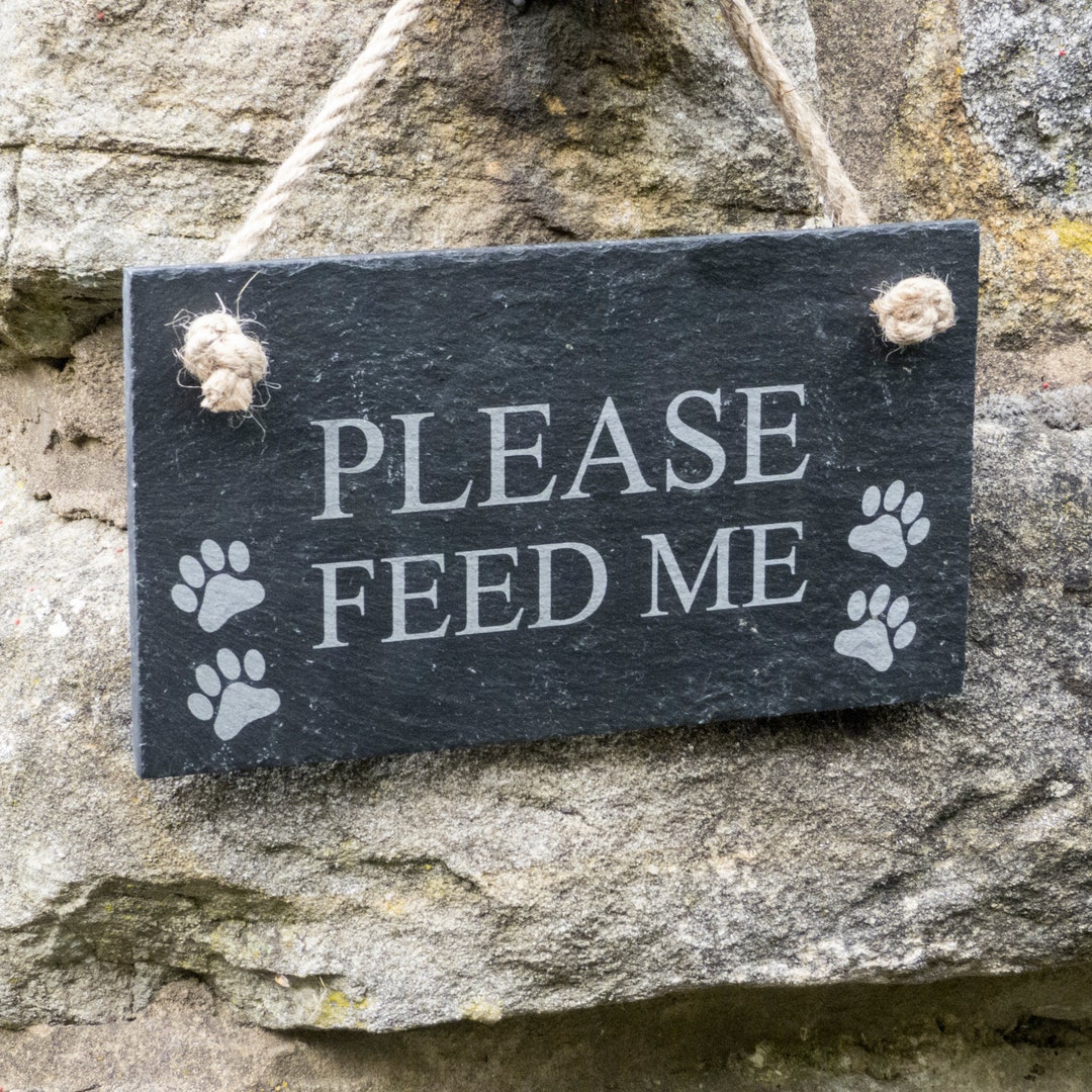 Double Sided Hanging Sign 'please Feed Me' / 'I Have Been Fed' - Etsy