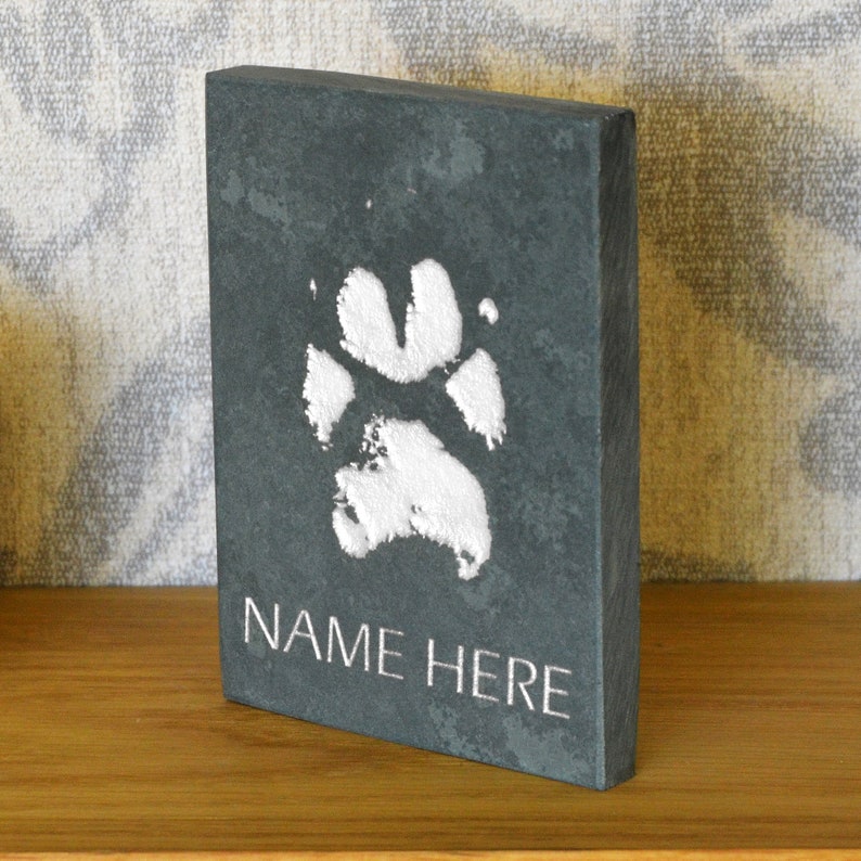 Personalised Original Paw Print, Free-standing Engraved Slate Pet ...