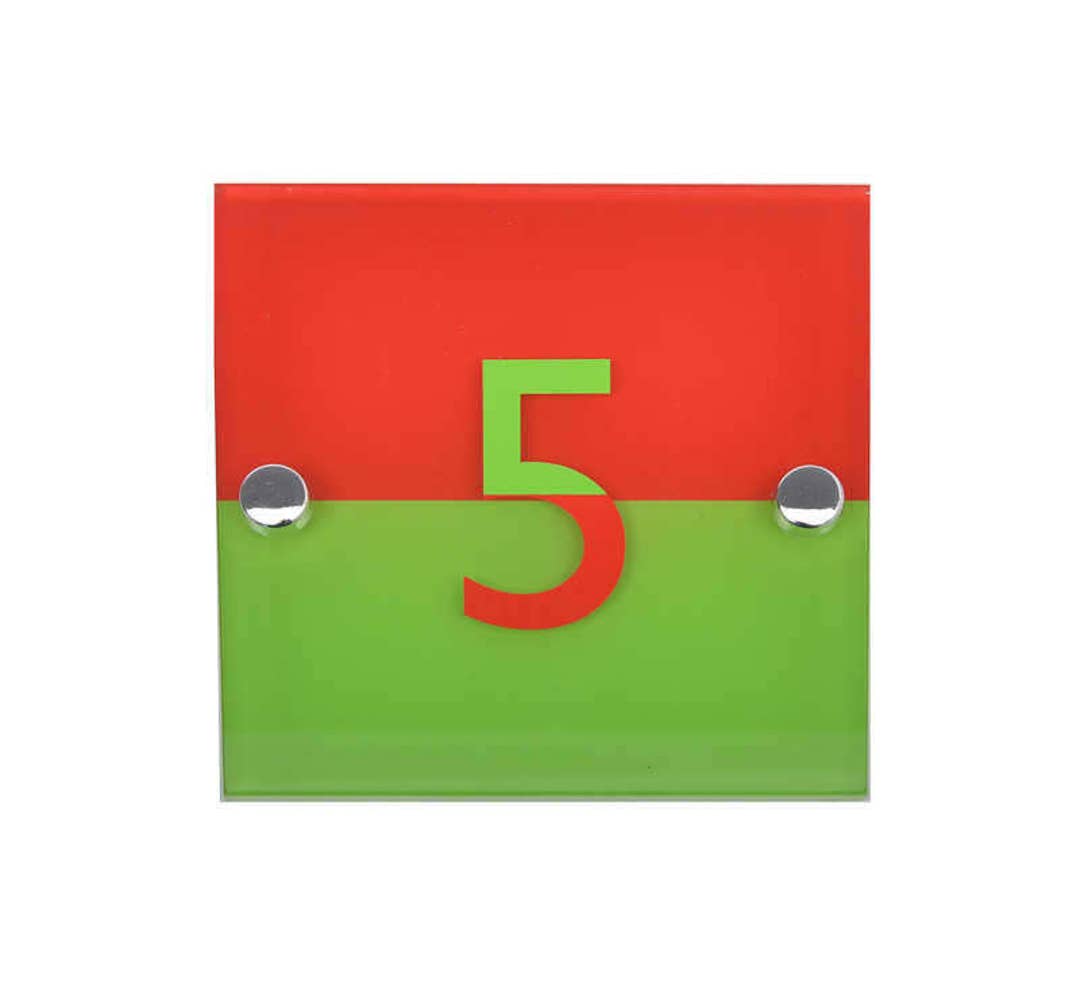 Acrylic House Number - Multi Coloured Red/green - Etsy