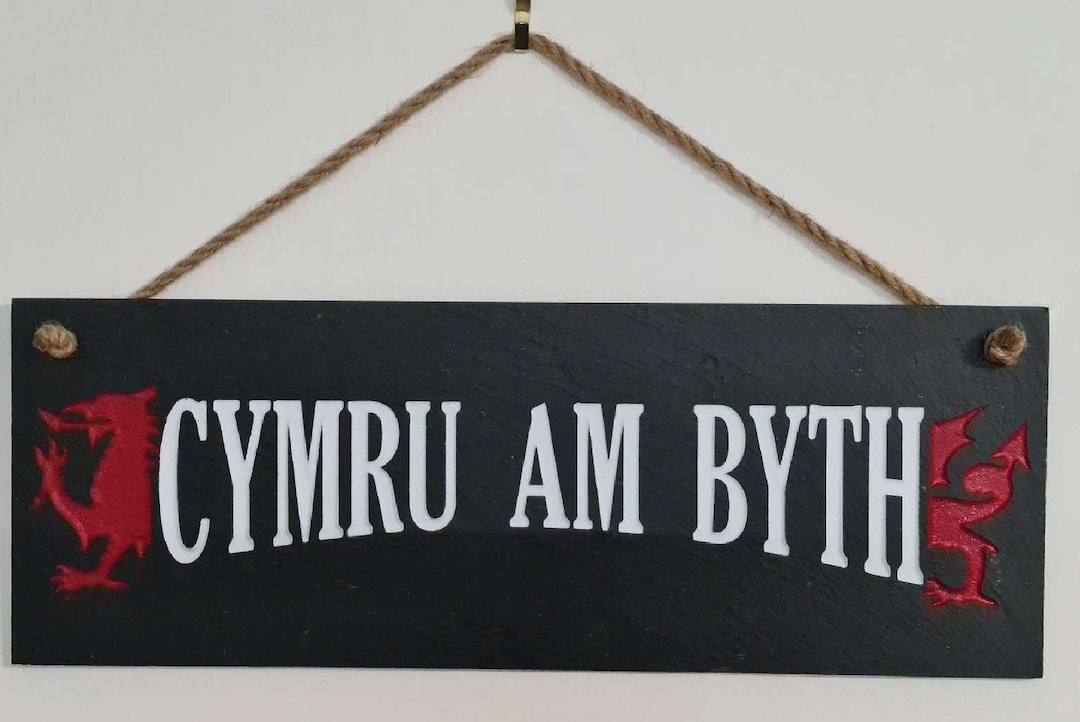 Cymru Am Byth Hanging Sign With Welsh Dragon - Engraved by Hand - - Etsy