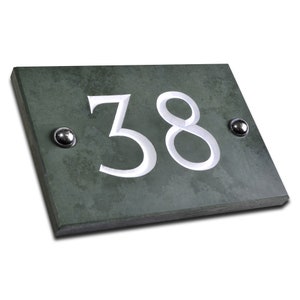 Handcrafted Green Slate House Number: Engraved Sign, Welsh Made - Etsy UK