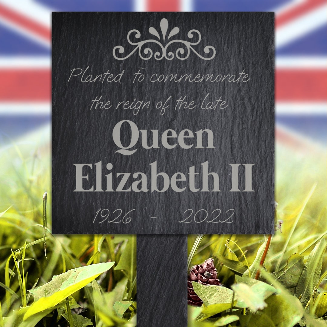 Queen Elizabeth II Commemorative Slate Plant Marker, Memorial ...