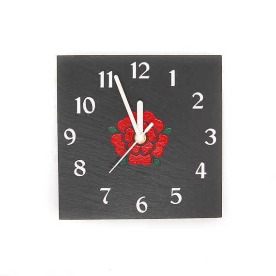 Slate Clock With English Rose Emblem | Etsy