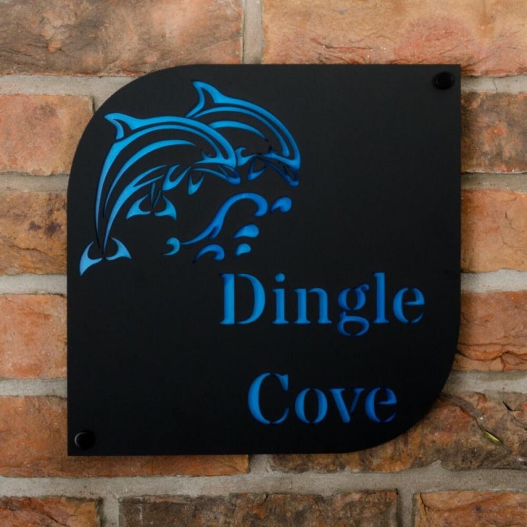 Dolphin Motif Coastal Acrylic House Sign 30x30cm - Etsy