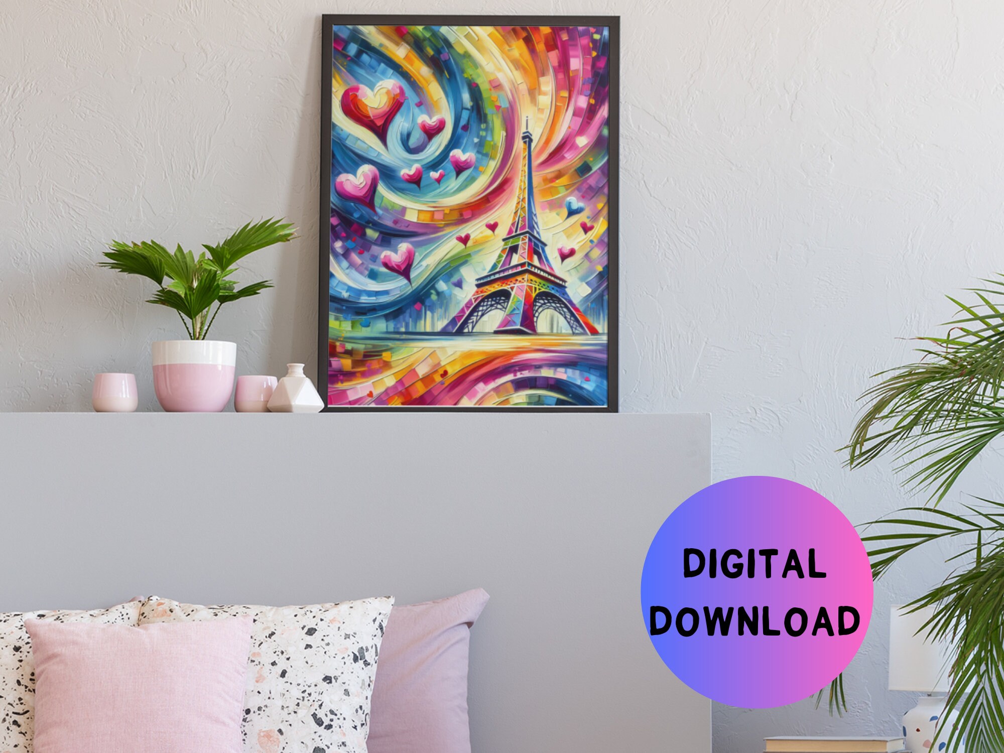 Printable Eiffel Tower Wall Art | Vibrant Paris Travel Poster ...