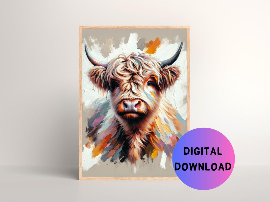 Printable Highland Cow Wall Art | Cute Highland Cow Wall Print ...