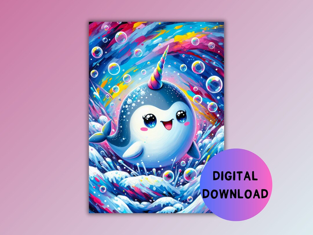 Printable Majestic Narwhal Wall Print | Printable Wall Art | Children's ...