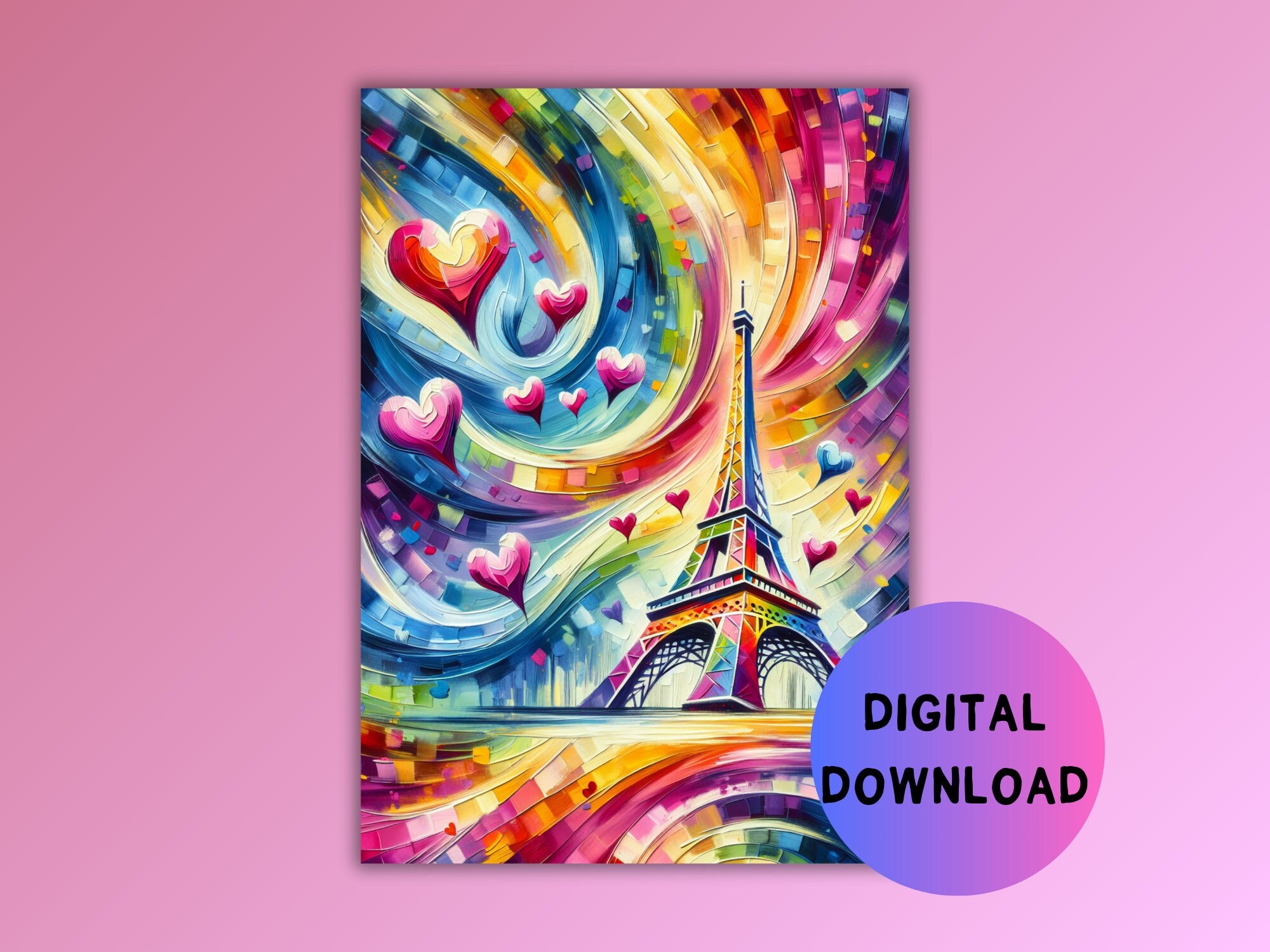 Printable Eiffel Tower Wall Art | Vibrant Paris Travel Poster ...