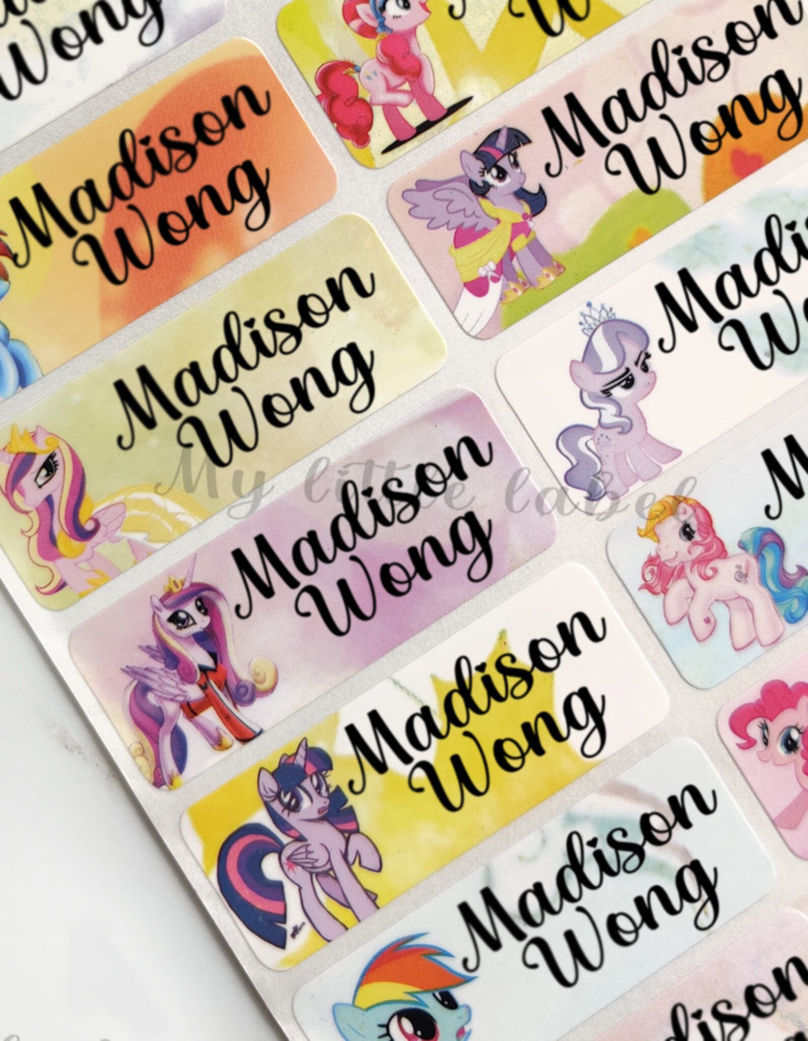 Little Pony Personalised Stickers Name Label Waterproof Name | Etsy