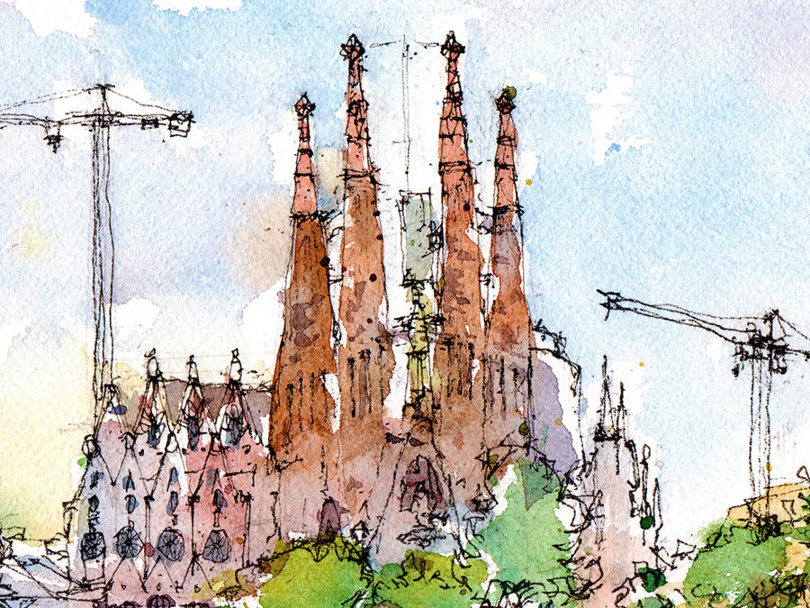 Sagrada Familia Paysage / Antoni Gaudí / dessin Barcelone PRINT - Etsy ...