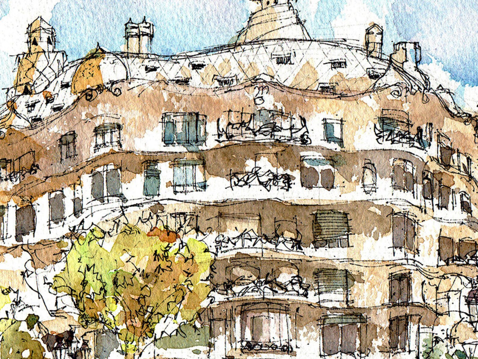 La Pedrera Edifici / Antoni Gaudí / Drawing Barcelona PRINT - Etsy