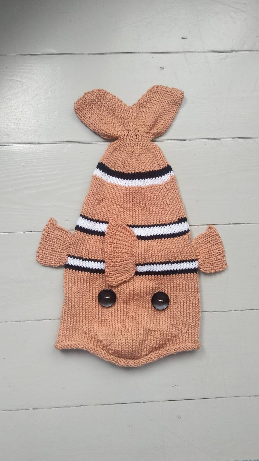 RTS Knit Fish Hat in Peach, White and Black/ Hand Made Hat for Kids ...
