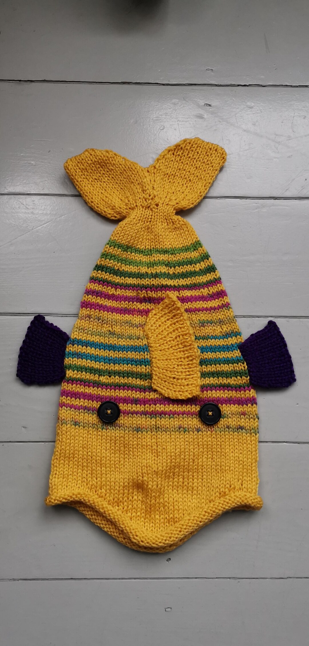 RTS Knit Fish Hat in Yellow and Green/ Hand Made Hat for Kids, Teens ...