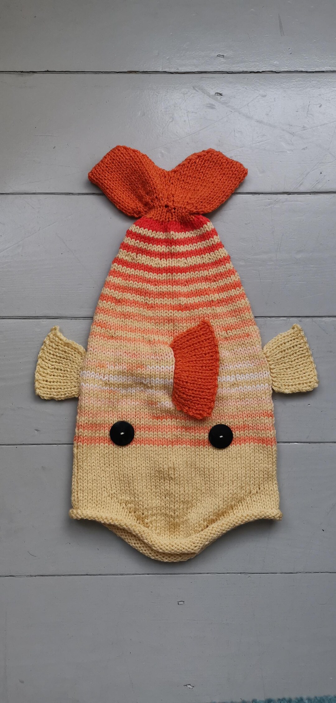 RTS Knit Fish Hat in Yellow and Orange/ Hand Made Hat for Kids, Teens ...