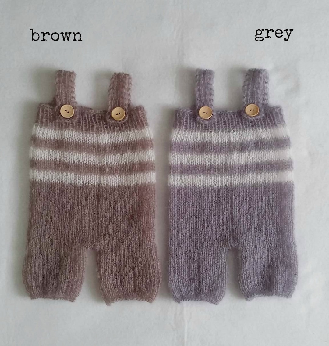 RTS Baby Knit Short Dungarees in Brown, Grey or Beige Handmade Newborn ...
