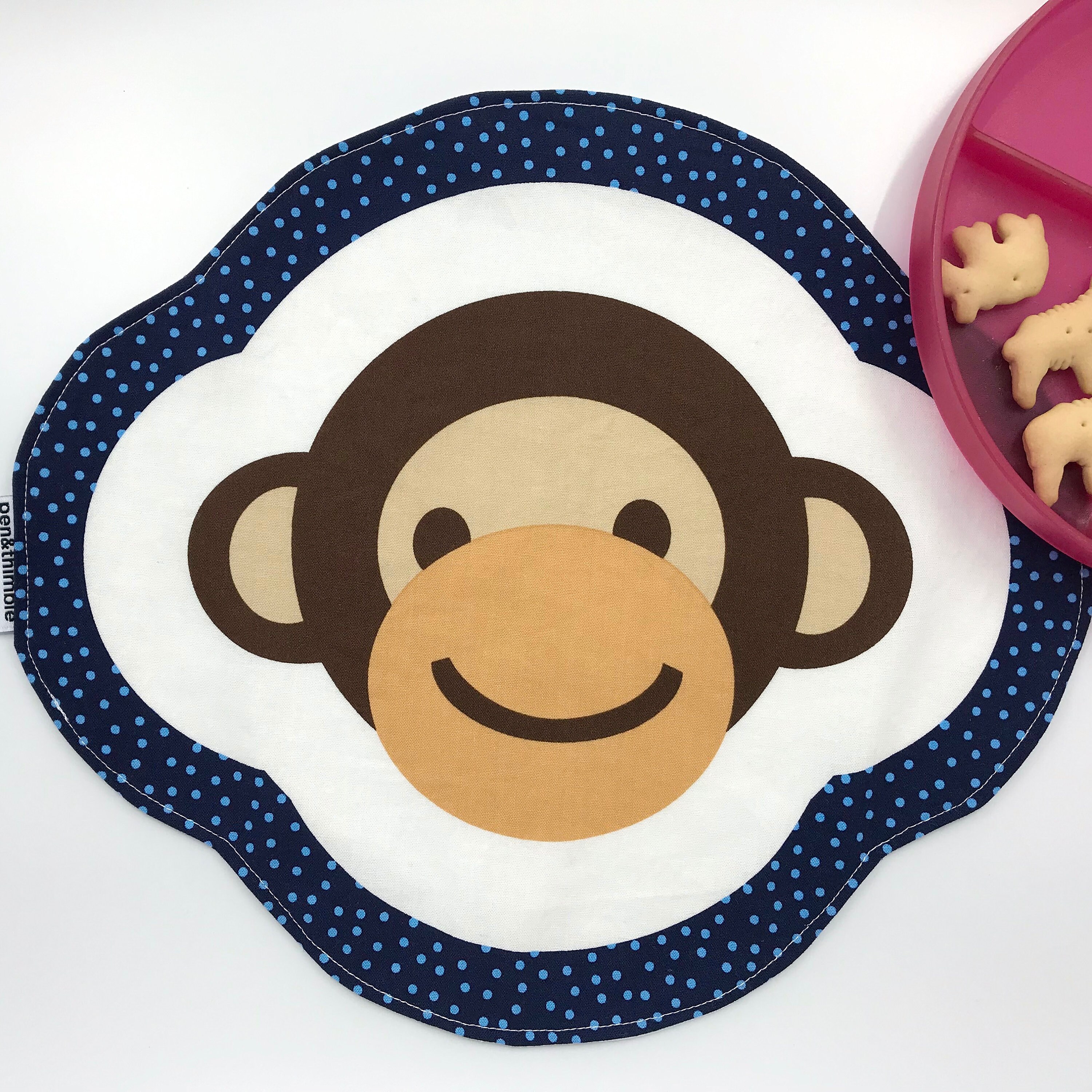 Monkey Snack Mat For Kids Reusable Cloth Placemat Small | Etsy