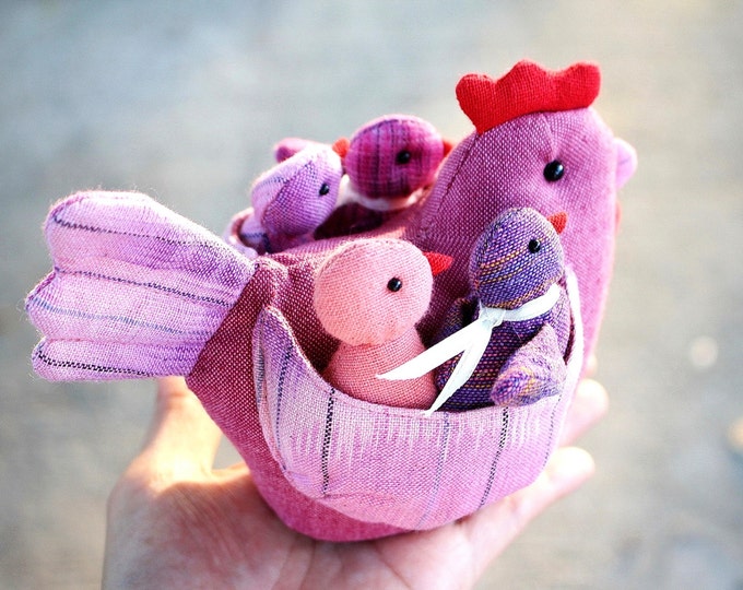Chicken Family, Mama Hen and Baby Chicks, Stuffed Chicken, Stuffed ...