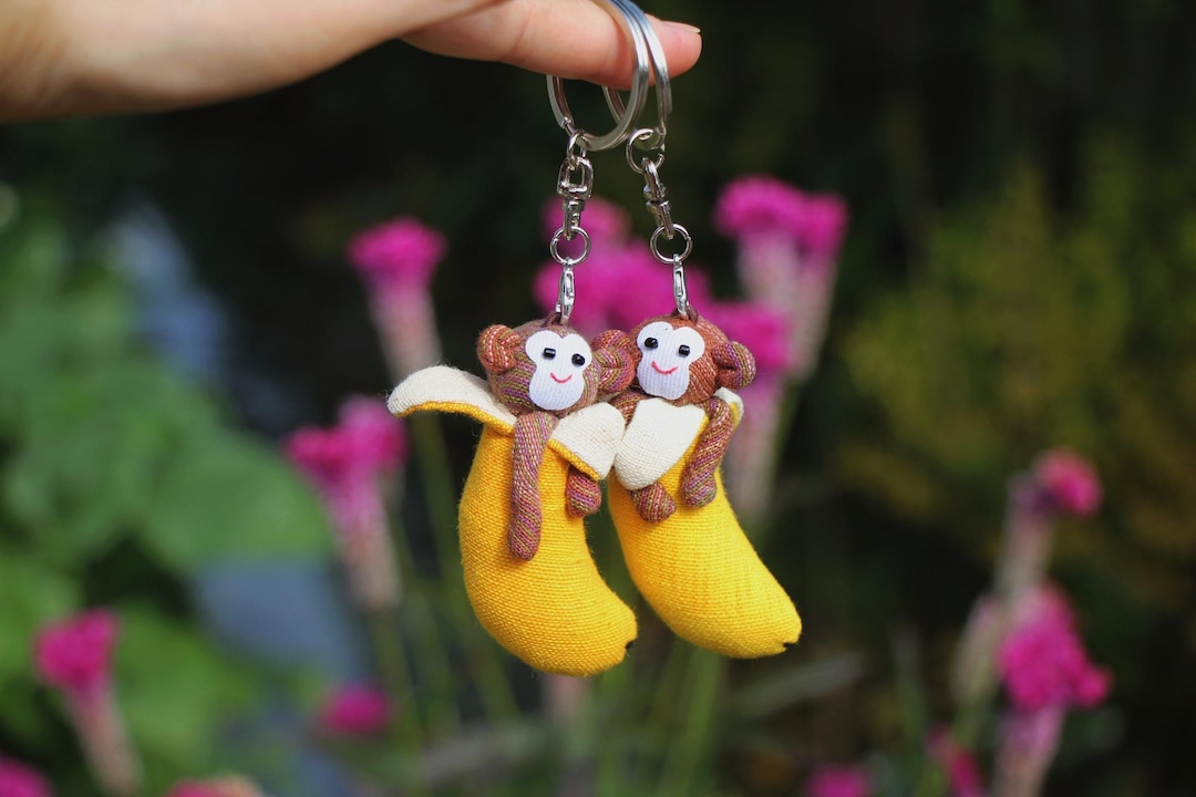 Handmade Cotton Monkey Keychain: Plush Stuffed Animal Gift - Etsy