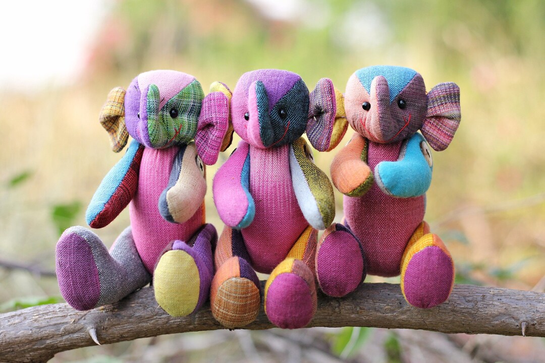 Handmade Patchwork Elephant: Organic Cotton Stuffed Animal - Etsy