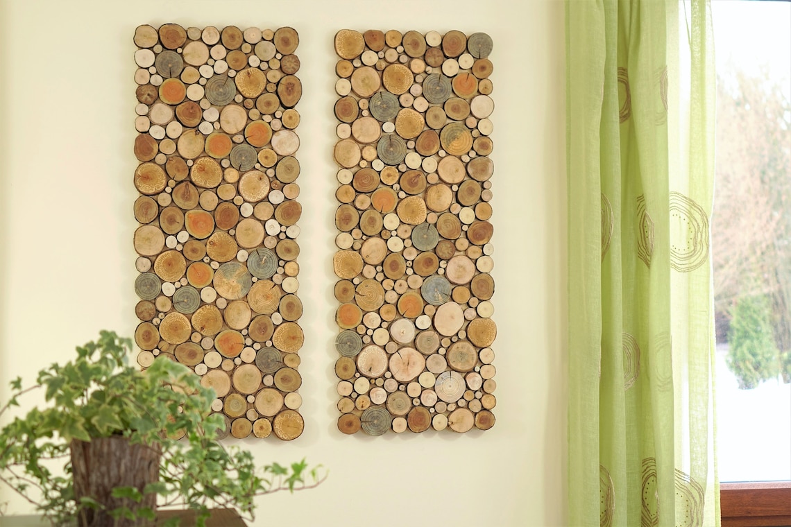 Wood Wall Art a Set of Twin 2 Panles Tree Rounds Decor - Etsy