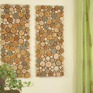 Wood Wall Art - a Set of Twin 2 Panles, Tree Rounds Decor, Tree Slice ...