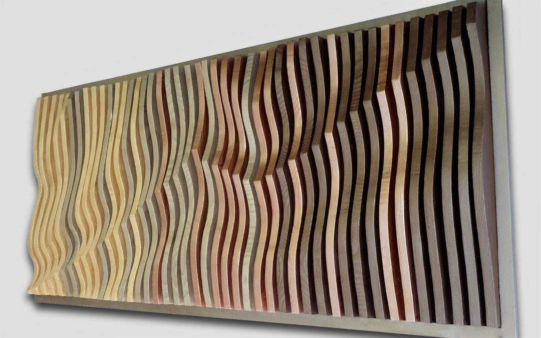Golden 3D Wood Wall Art: Parametric Sound Diffuser Panel Ready to Ship ...