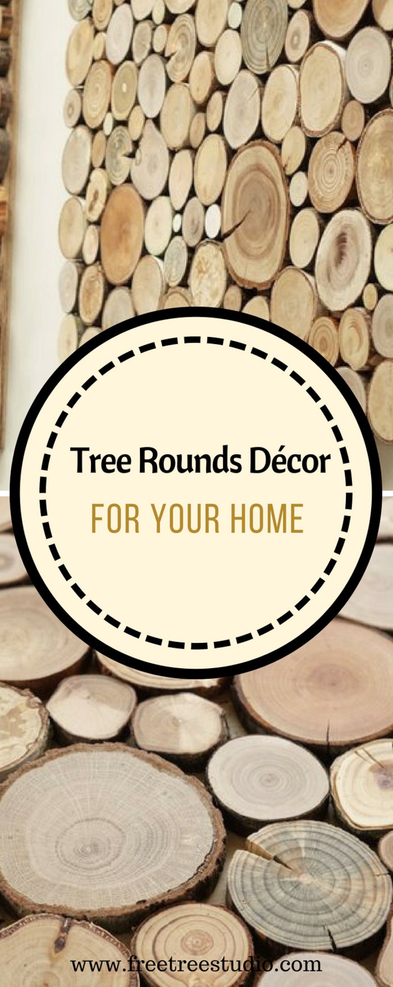 Wooden Wall Art a Set of 2, Tree Rounds Decor, Tree Slice Wall Board ...