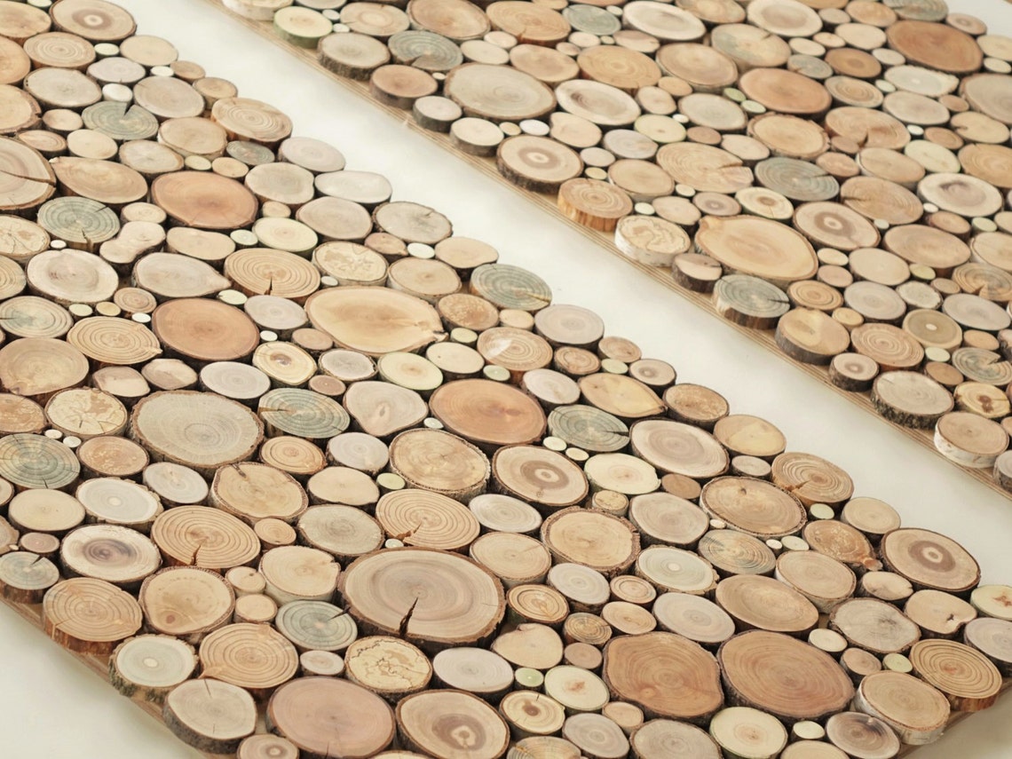 Wooden Wall Art a Set of 2, Tree Rounds Decor, Tree Slice Wall Board ...