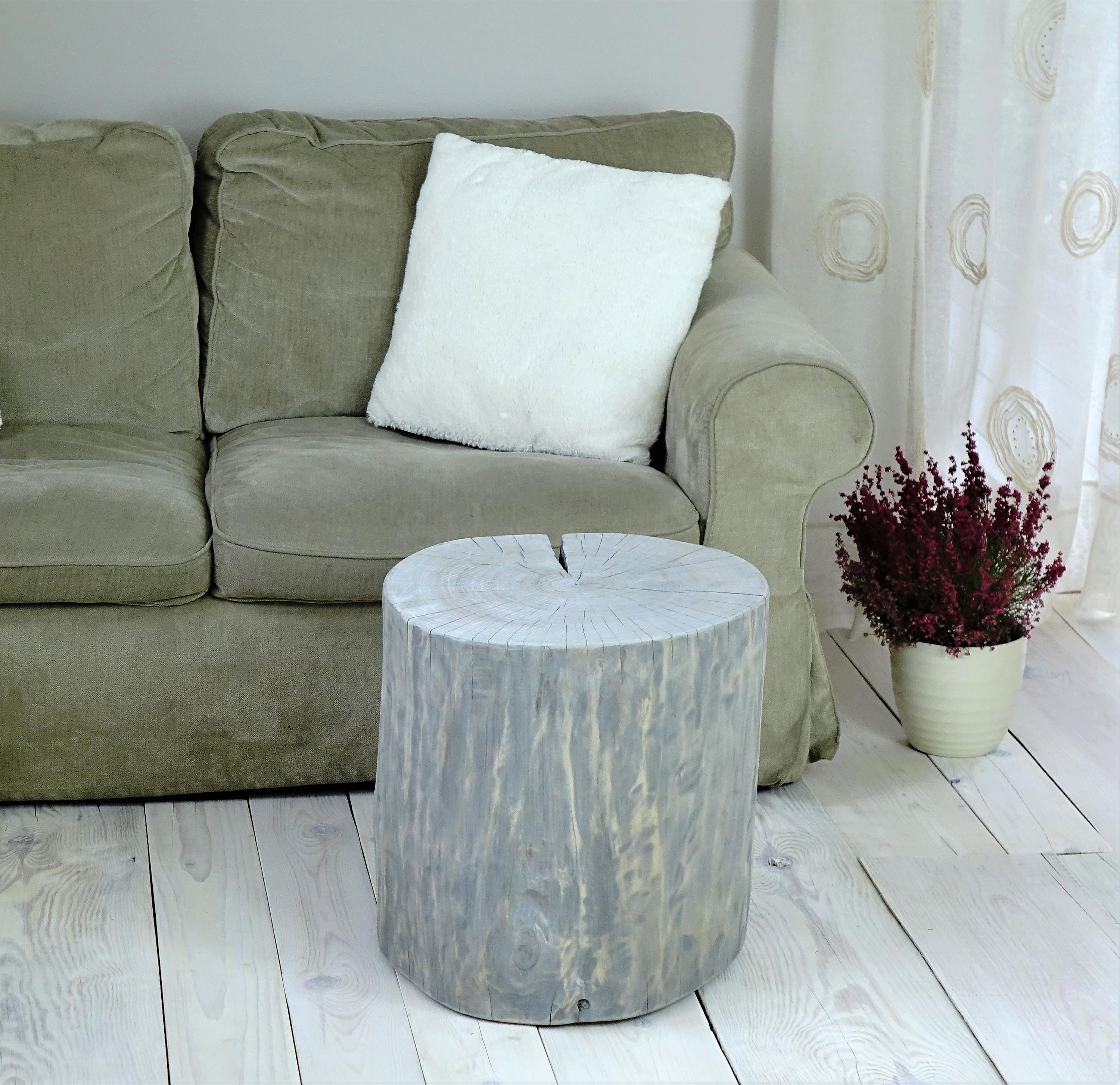 CUSTOM ORDER for JIGNESH Gray washed Tree Stump side Table scandinavian ...