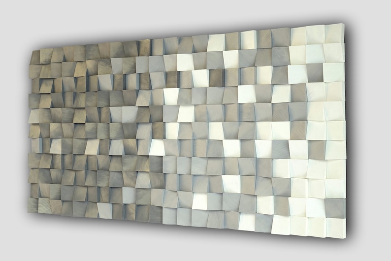 Gold Grey Wood Wall Art Wood Block 3d Wall Art Hues of Grey - Etsy