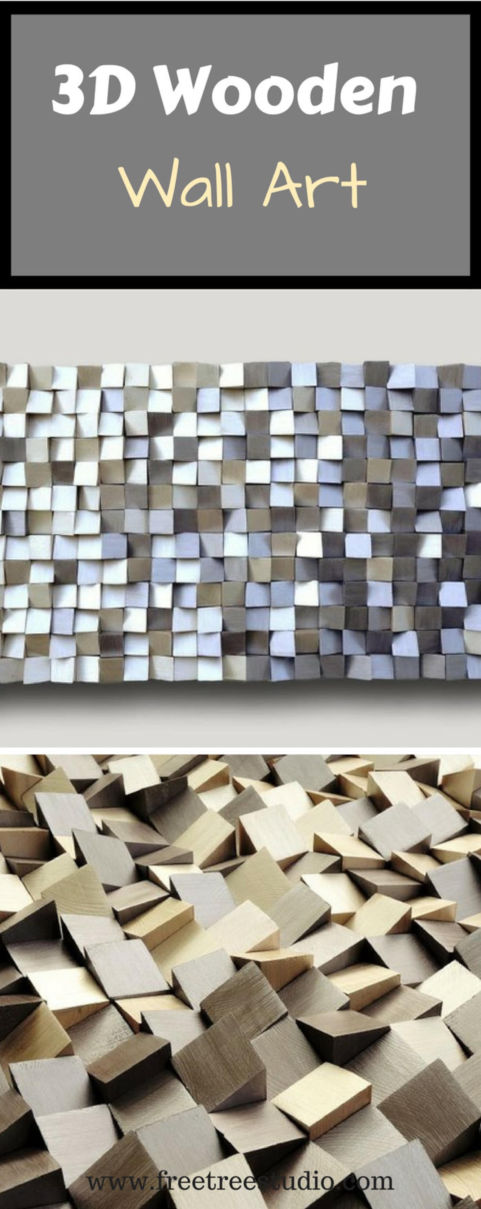Modern Wood Wall Art, 3D Wood Wall Art, Modern Gold and Silver Wall ...