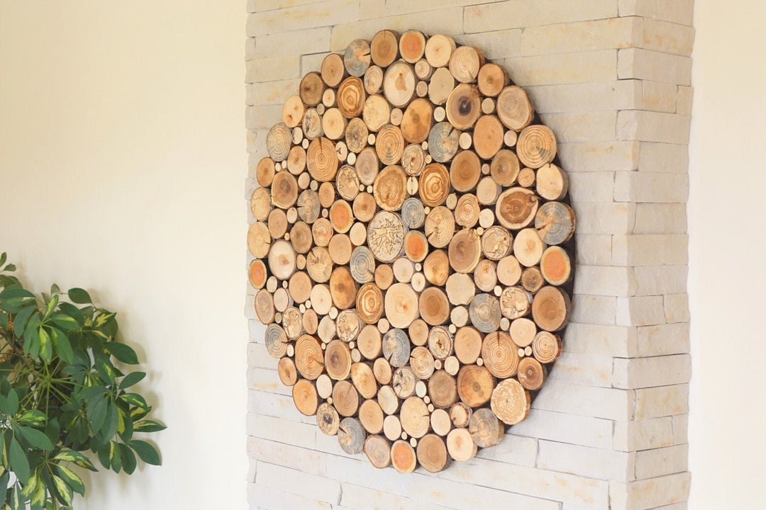 Round Wood Wall Art , Tree Rounds Decor, Holzwand Kunst, Tree Slices ...