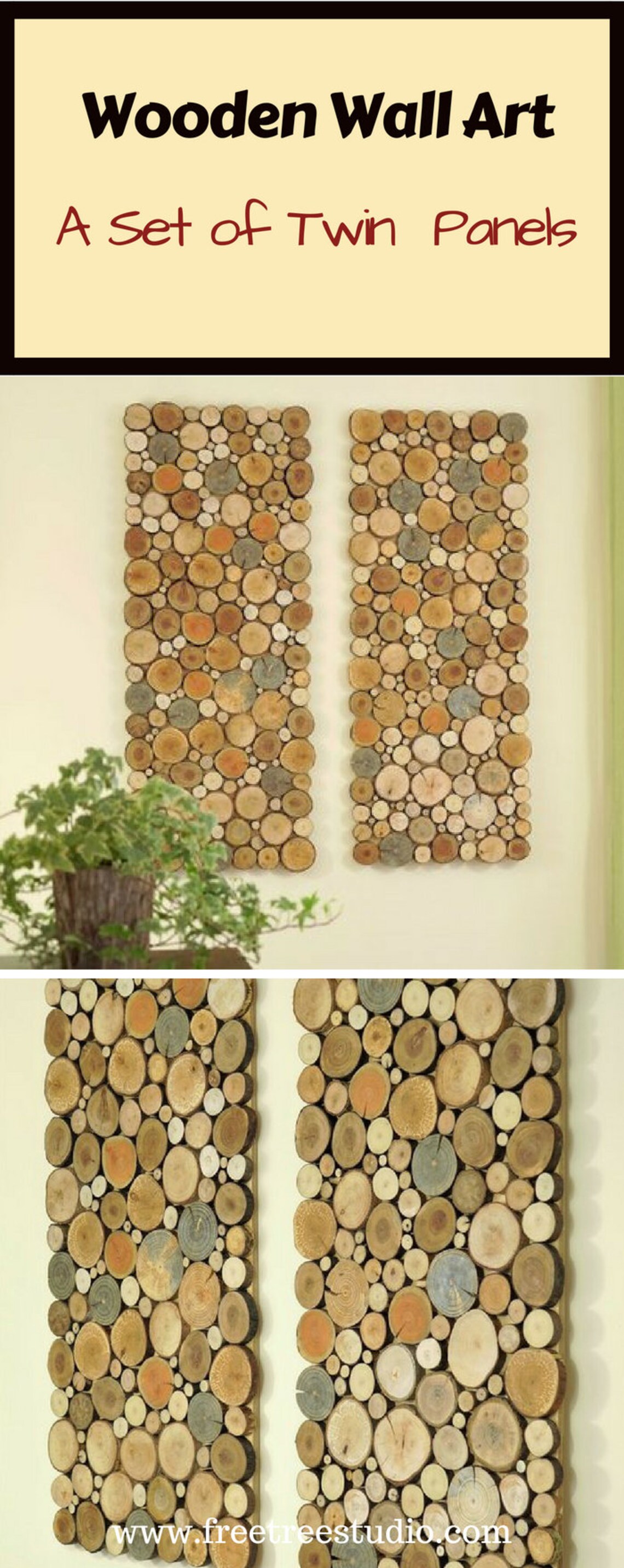 Wood Wall Art a Set of Twin 2 Panles Tree Rounds Decor - Etsy