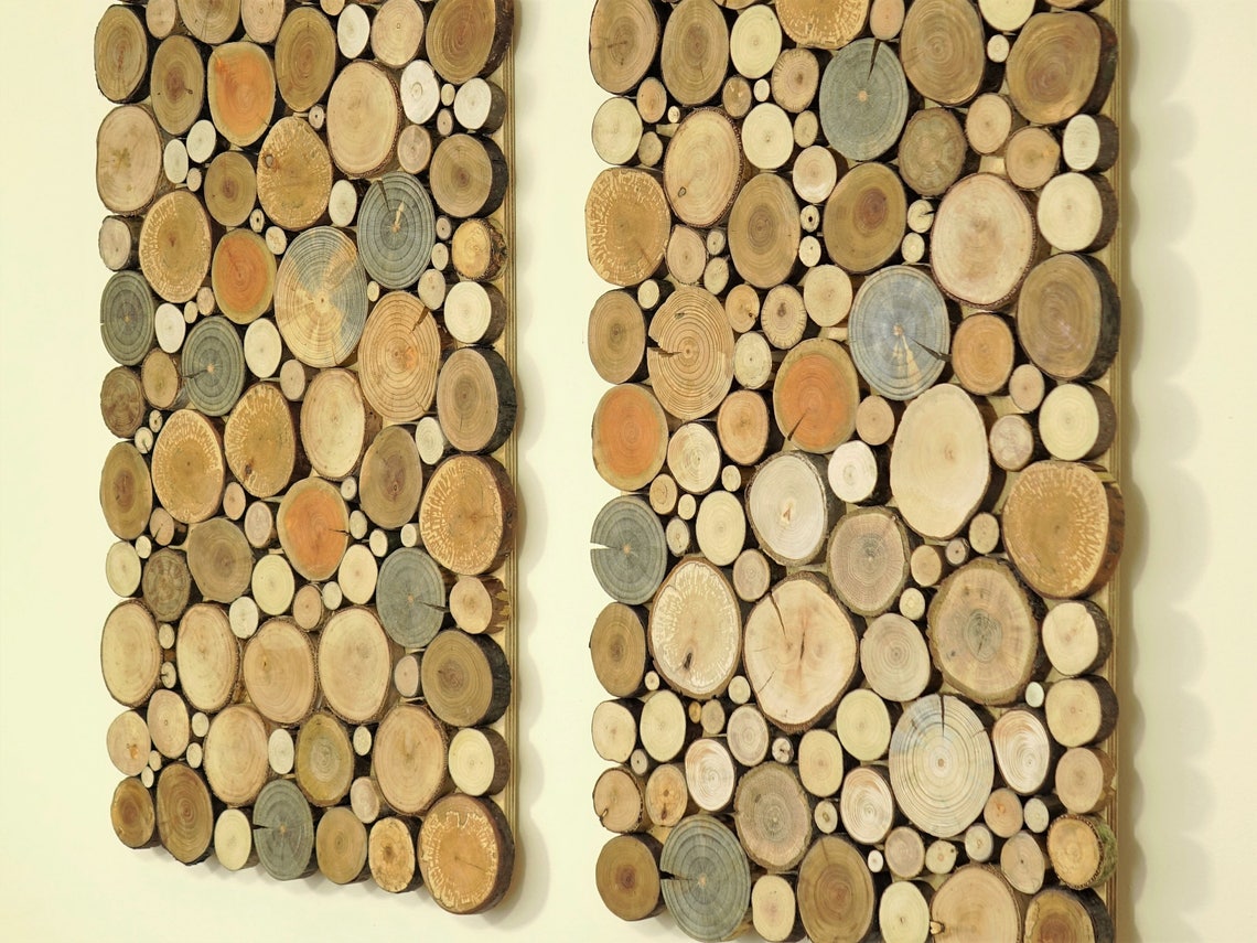 Wood Wall Art a Set of Twin 2 Panles Tree Rounds Decor - Etsy
