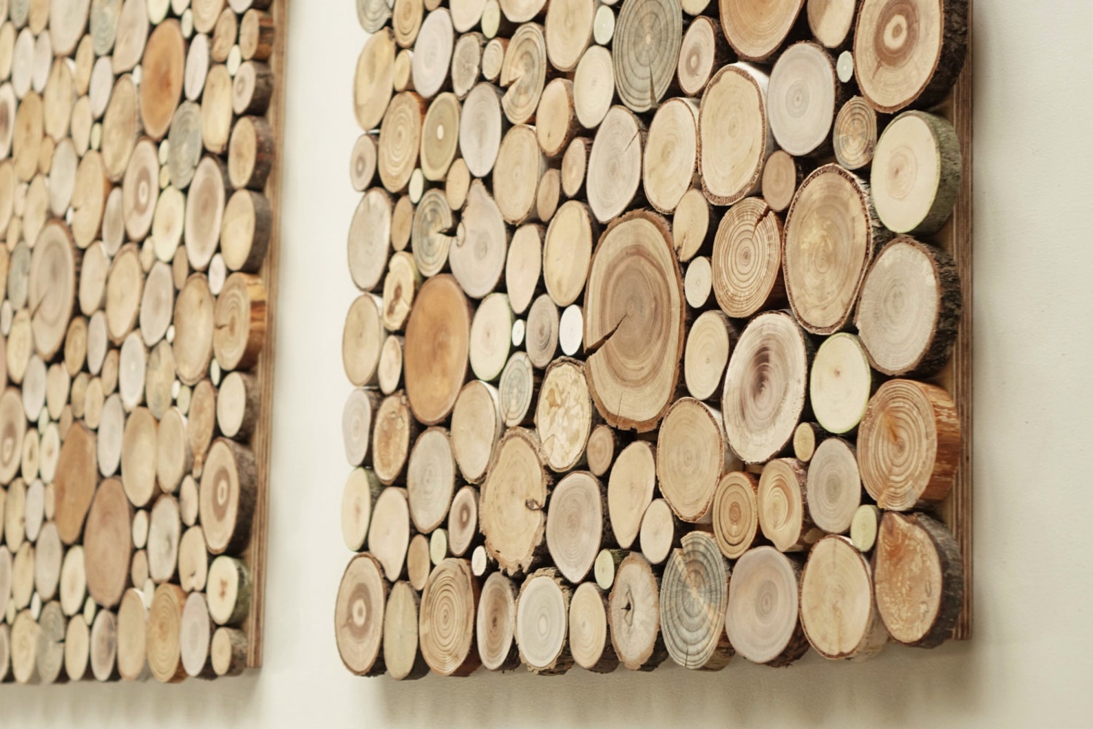 Wooden Wall Art a Set of 2, Tree Rounds Decor, Tree Slice Wall Board ...