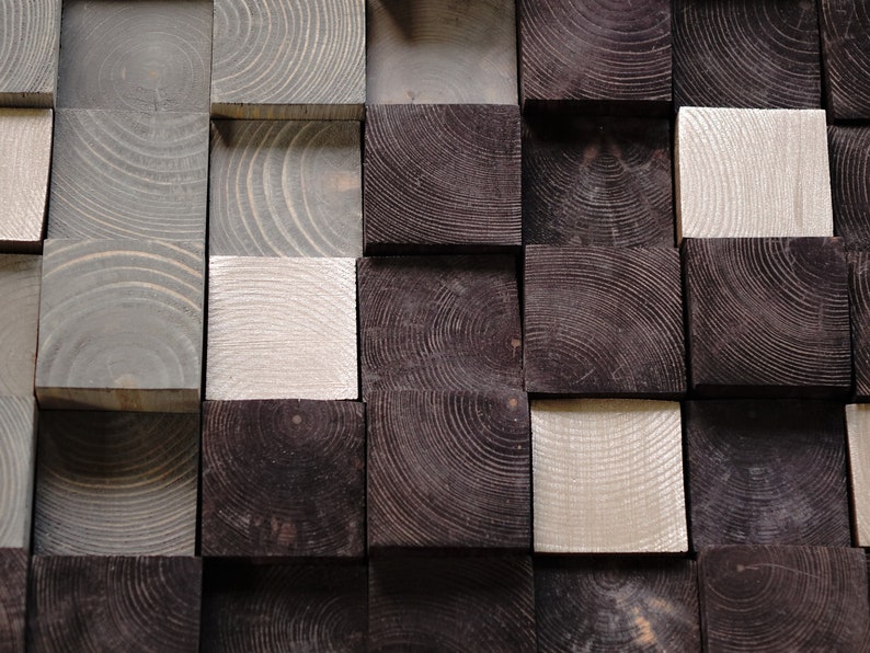 Wooden wall art Textured Wooden Wall Art Mosaic Wall | Etsy