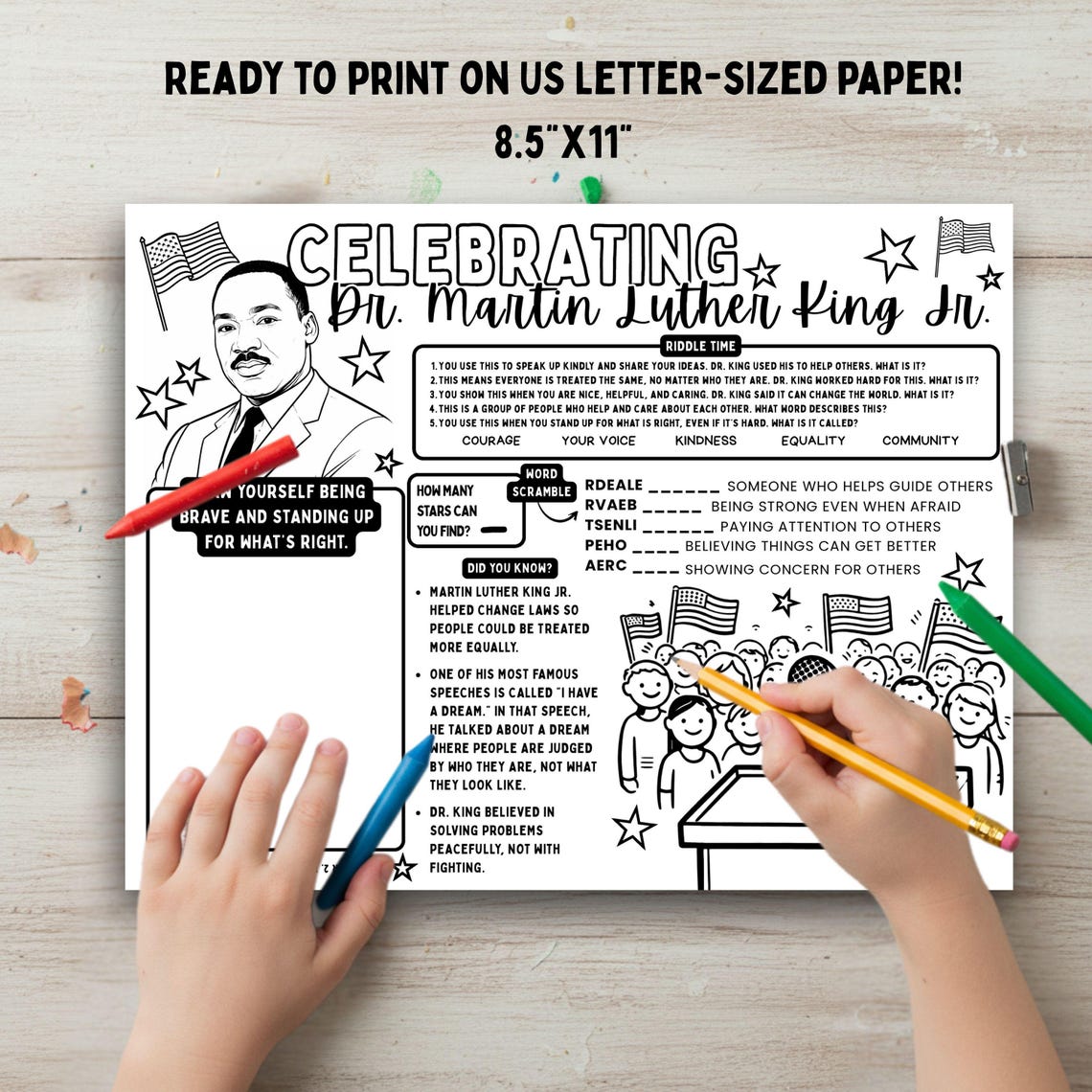 MLK Day Activity Placemats | Martin Luther King Jr. Printable | Black ...