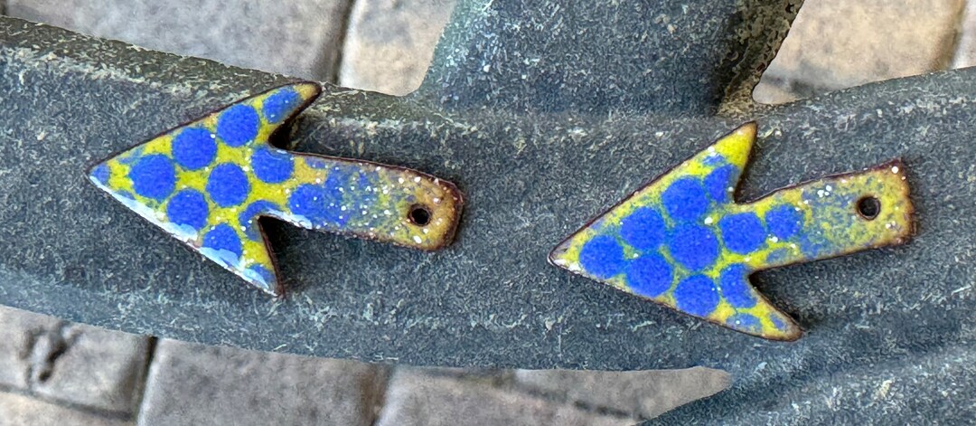 2 Handmade Copper ARROWS Enamel Art Charms Earrings/charms Dangles ...