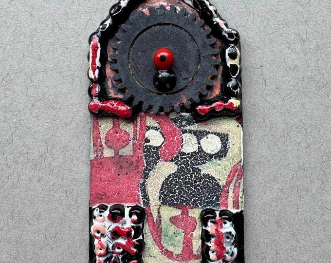 Handmade Copper Enamel Abstract Art Pendant Dangles Painterly ...