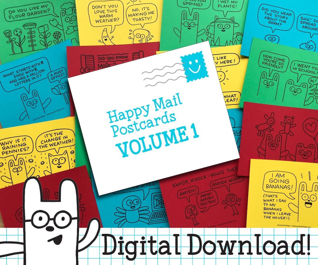 Happy Mail Printable Postcards Volume 1 - Digital Download - Etsy