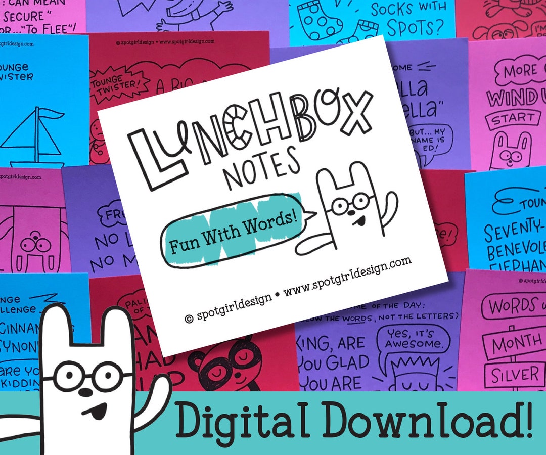 Fun With Words Printable Lunchbox Notes (set of 24) // Digital Download ...
