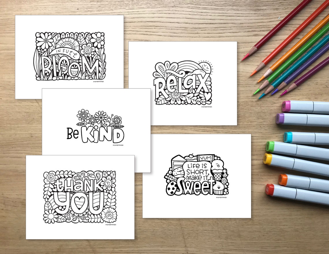 Inspiring Words Printable Coloring Pages – Landscape (10 Pages) - Etsy