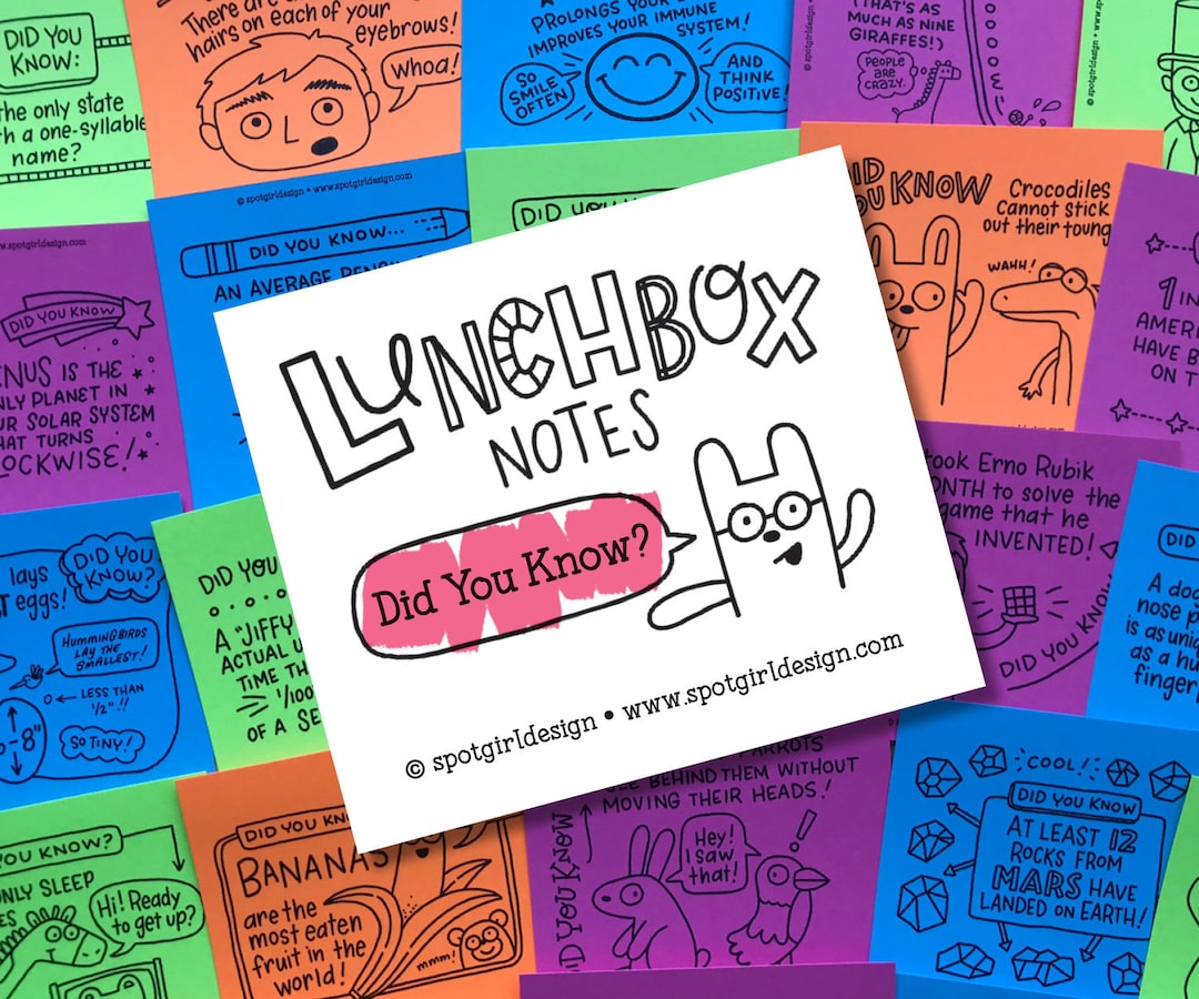 Did You Know? Lunchbox Notes (set of 24) // Kids Lunch Box Cards ...
