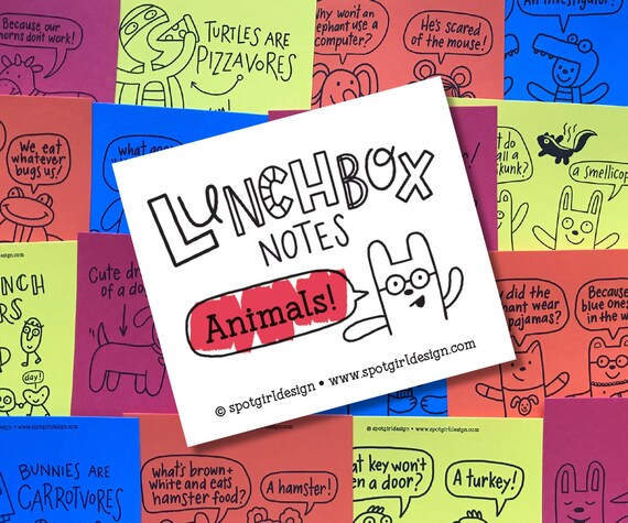 Animal Lunchbox Notes Set of 24 // Kids Lunch Box Cards // | Etsy