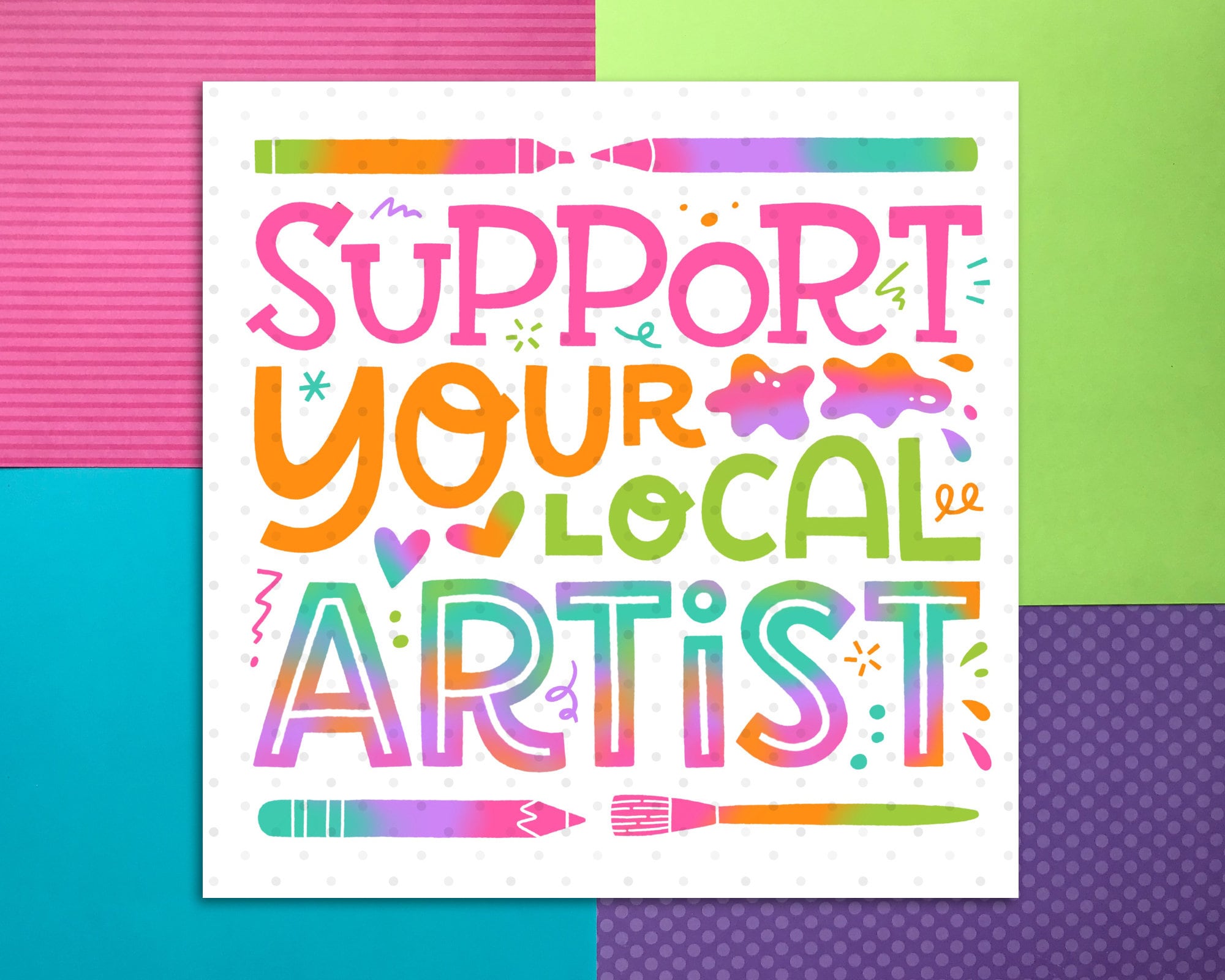Support Your Local Artist Vinyl Sticker Rainbow | Etsy