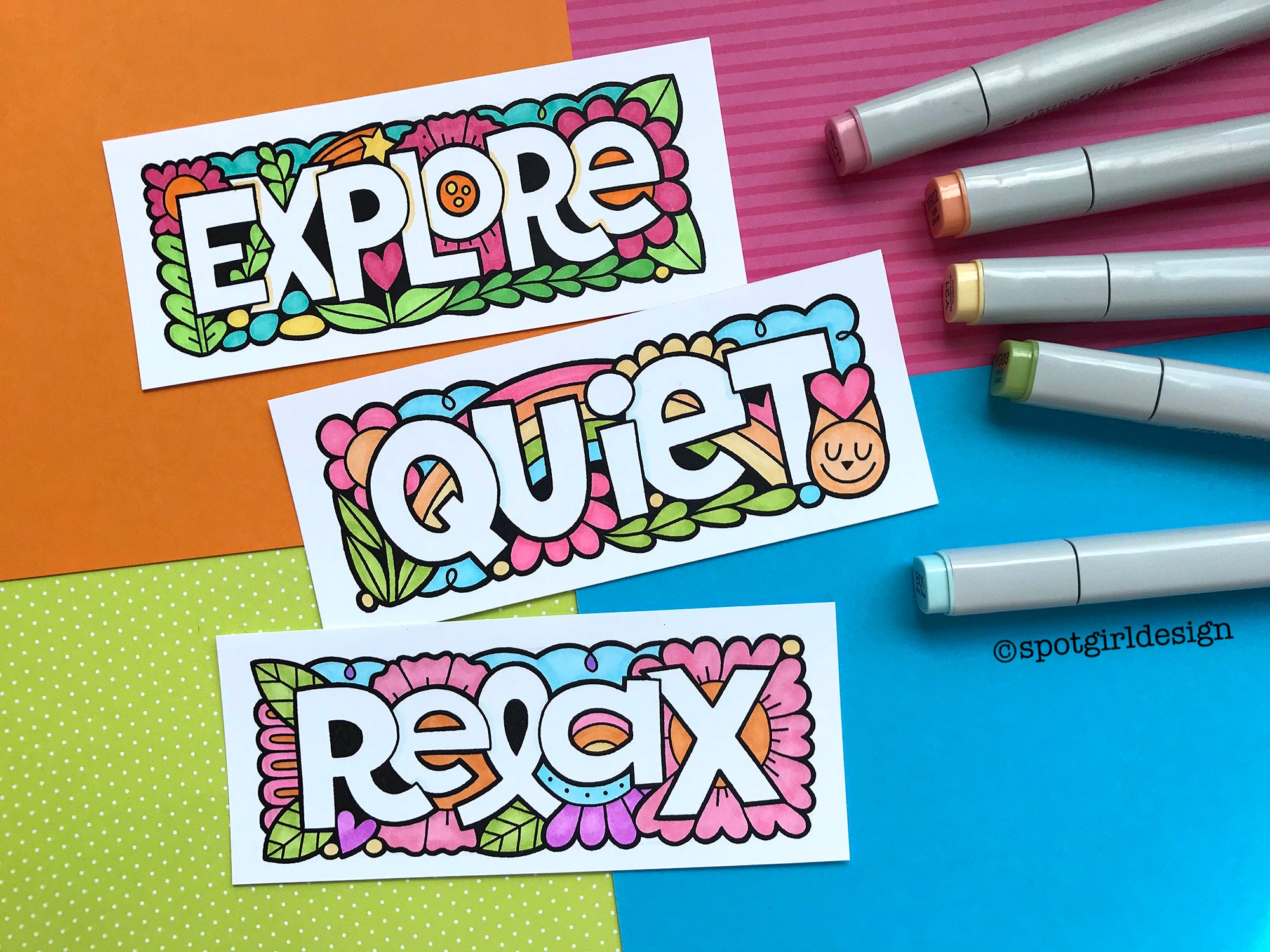 Printable Coloring Bookmarks Inspiring Word Doodle Letters | Etsy