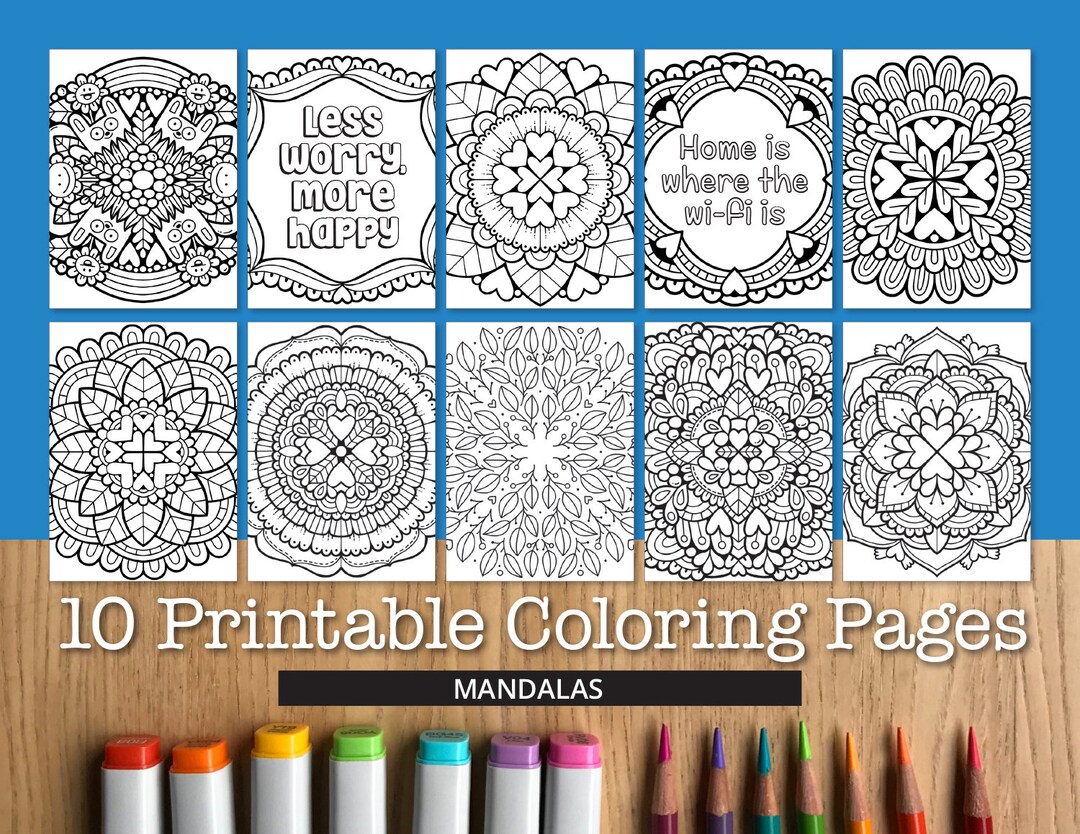 Mandala Printable Coloring Pages (10 Pages) - Etsy