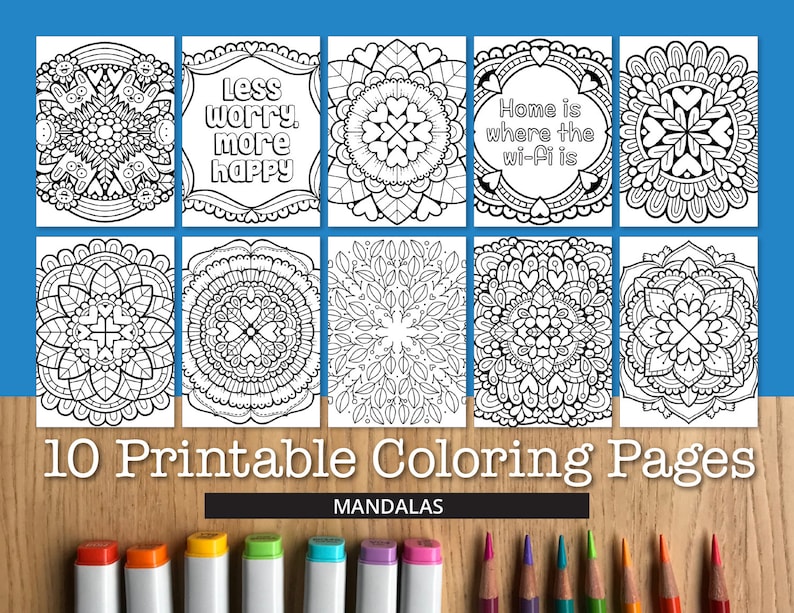 Mandala Printable Coloring Pages 10 Pages - Etsy
